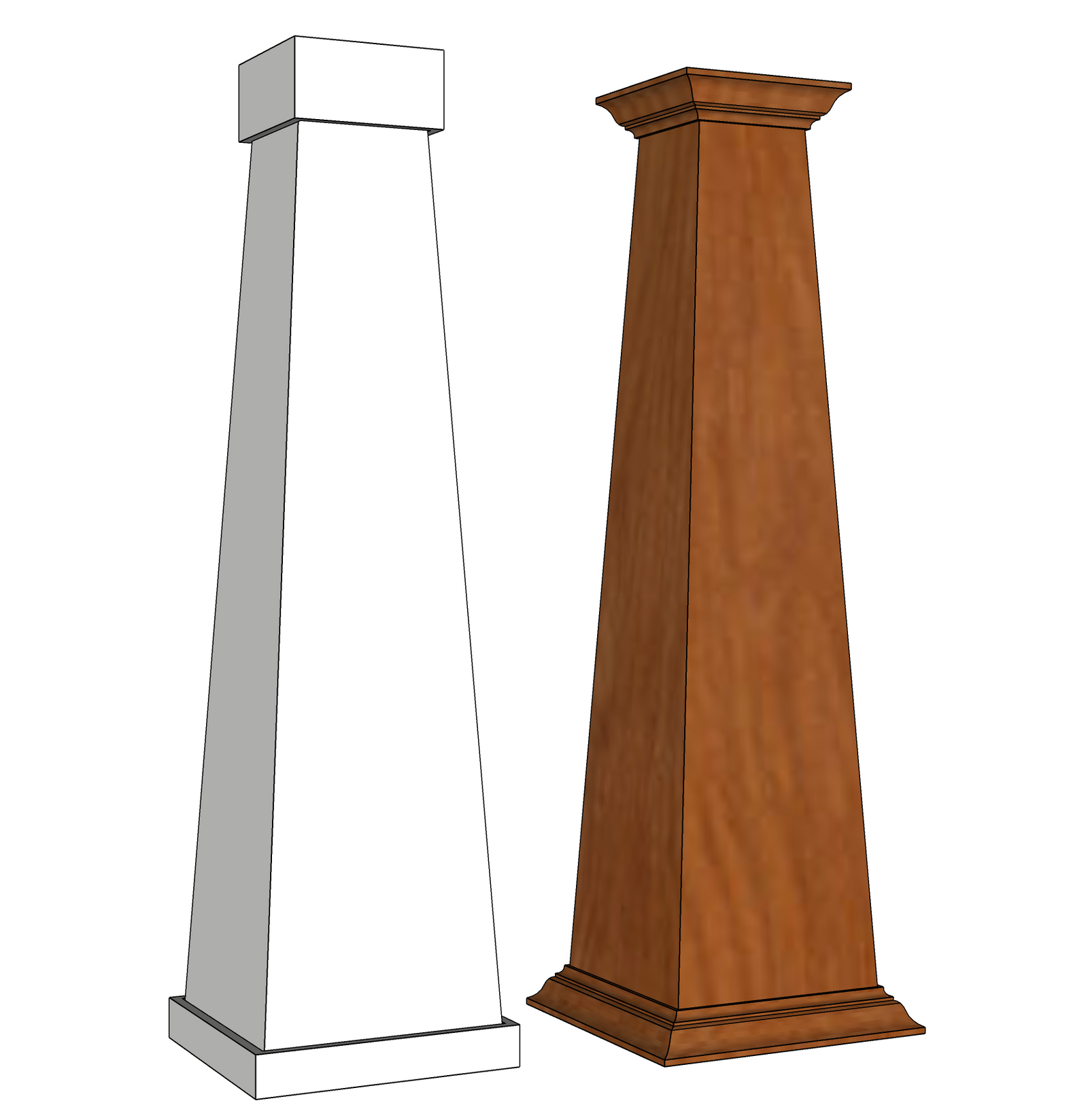 Tapered, Arts and Crafts or Craftsman Wood Columns 6/12 – Elite ...