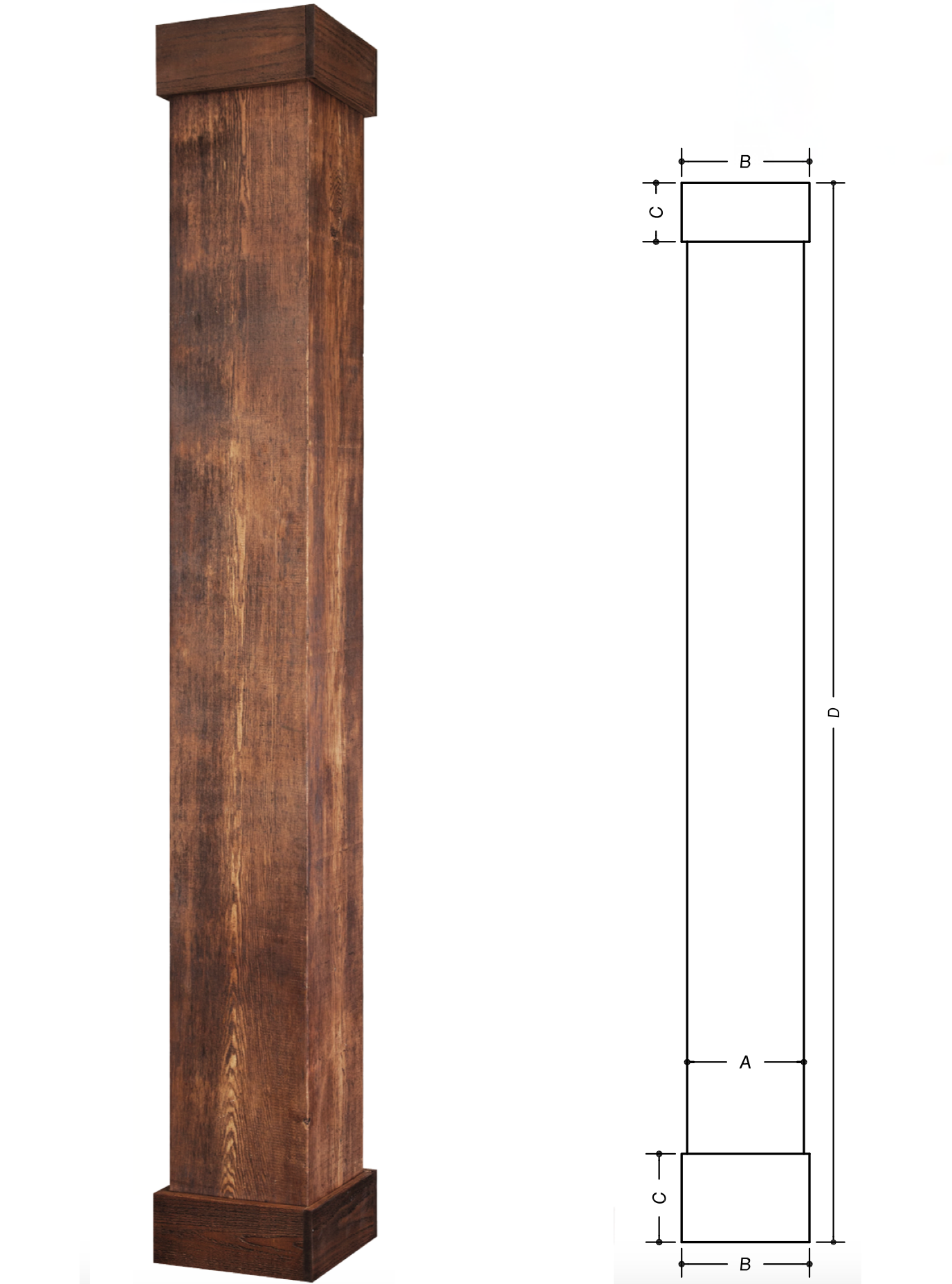 8" Square, Fiberglass Rough Sawn Column – Elite Trimworks Corporation